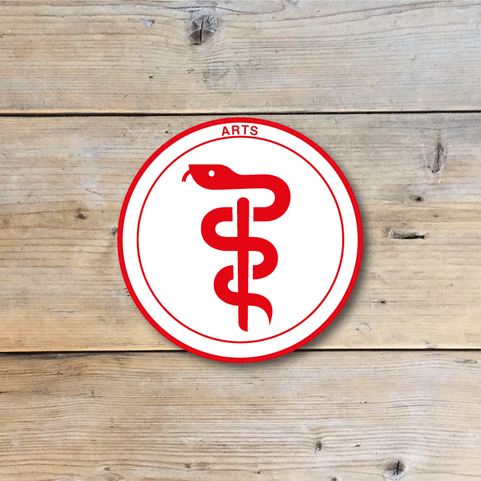 Esculaap sticker: Arts rond (L)