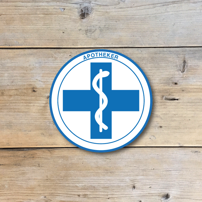 Esculaap sticker: Apotheker rond kruis